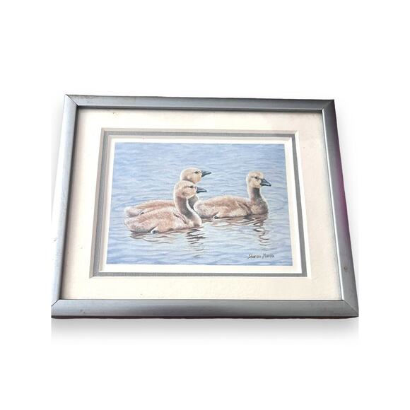 Art | Sharon Manka Ducks Pond Scenery Signed Print Matted And Silver ...